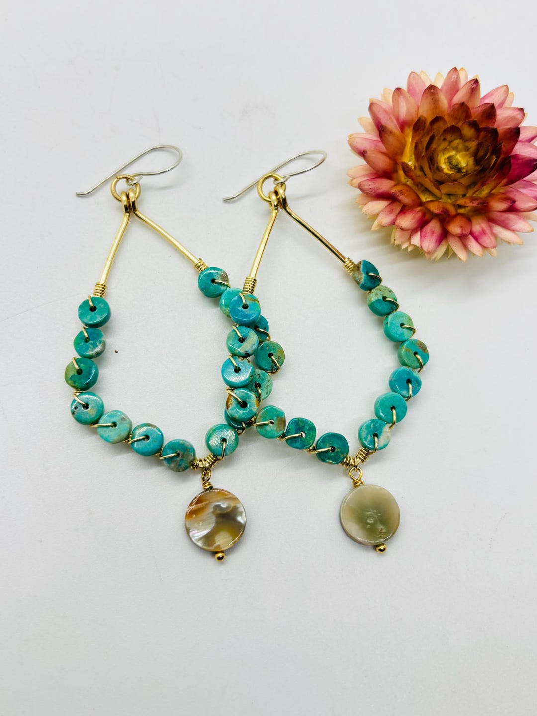 3.5 Turquoise Abalone Shell Drops - Etsy