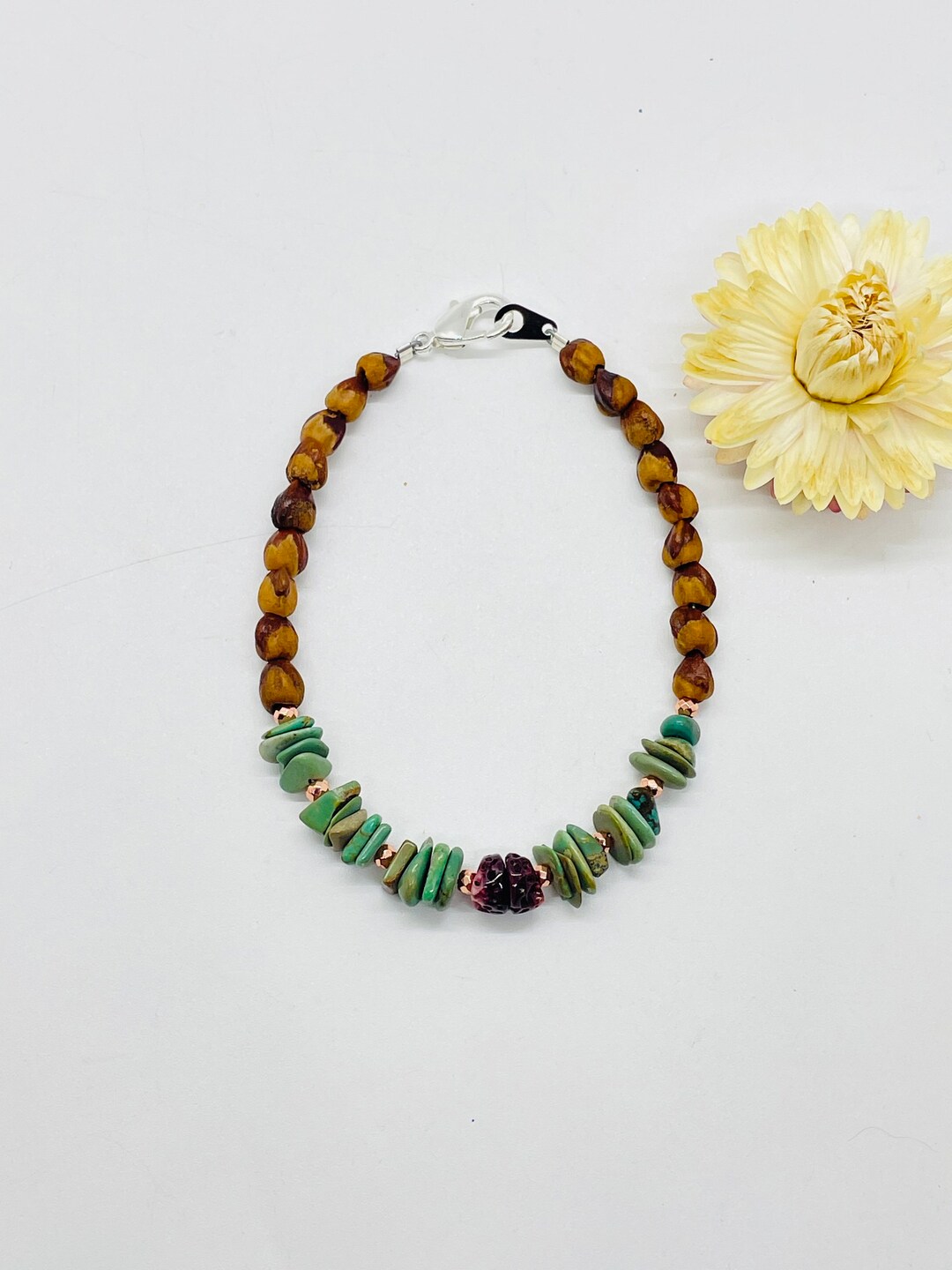 8 Purple Spiny Green Turquoise Juniper Berry Seed Bracelet - Etsy