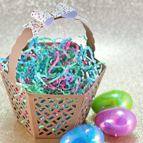 3D Woven Easter Basket SVG Cut File With Paper Bow SVG - Etsy