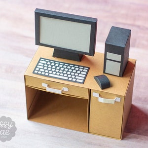 3D Computer and Computer Desk SVG Cut File Gift Card Holder - Etsy
