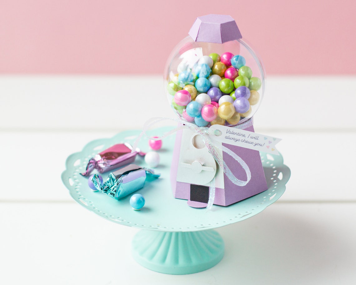 Mini 3D Gumball Machine SVG Cut Files Valentine Tags Pdf - Etsy