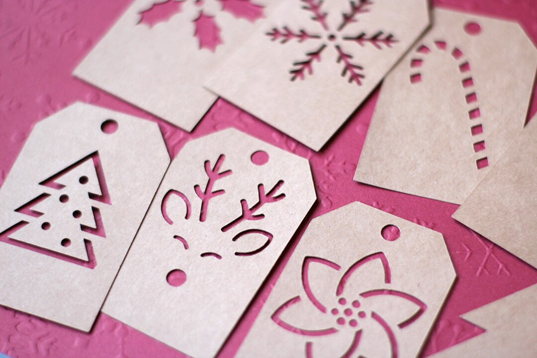 Set of 8 Christmas SVG Gift Tags - Christmas Tree, Snowflake, Candy ...