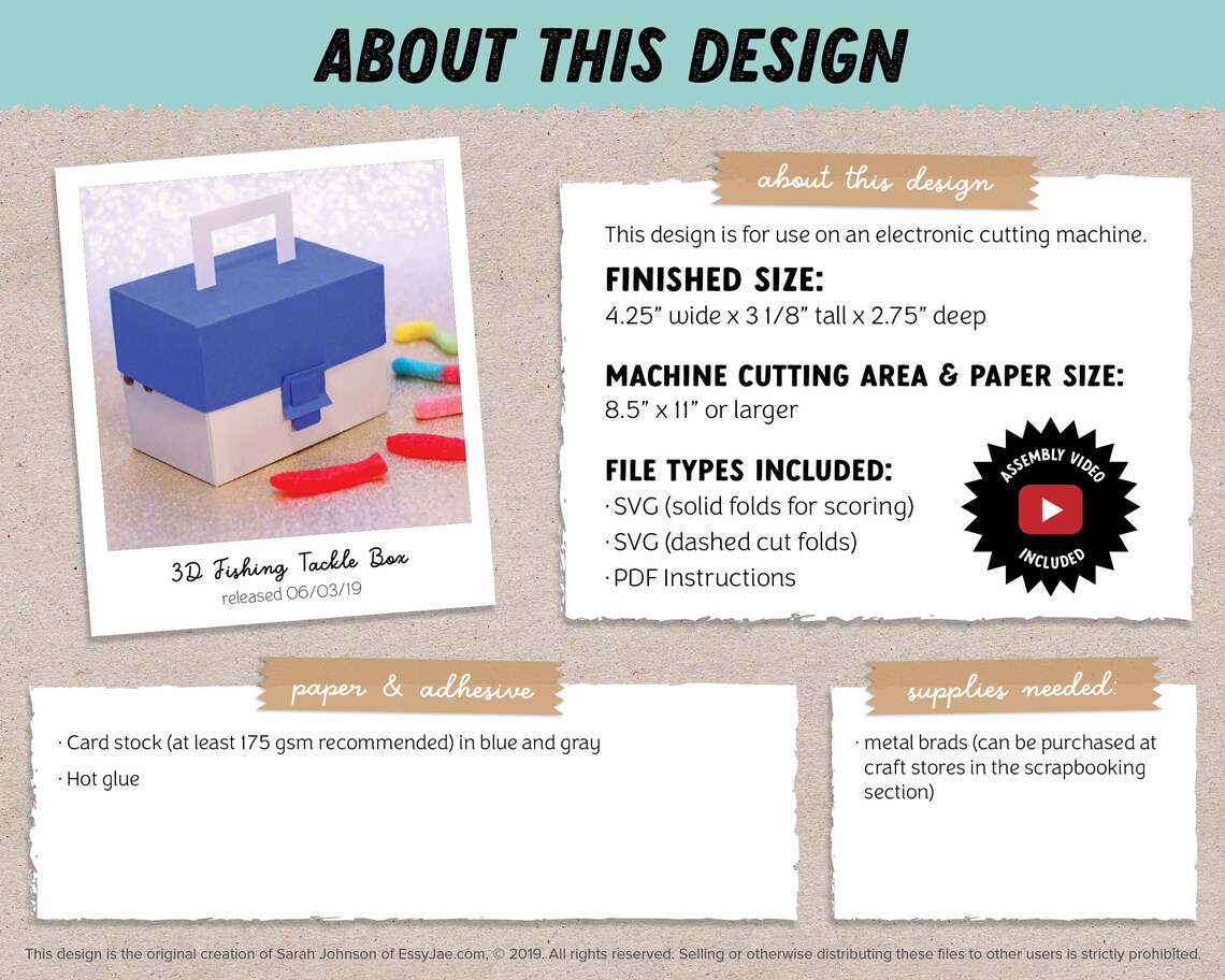 SVG File: 3D Fishing Tackle Box Gift Box / Treat Box / Gift - Etsy