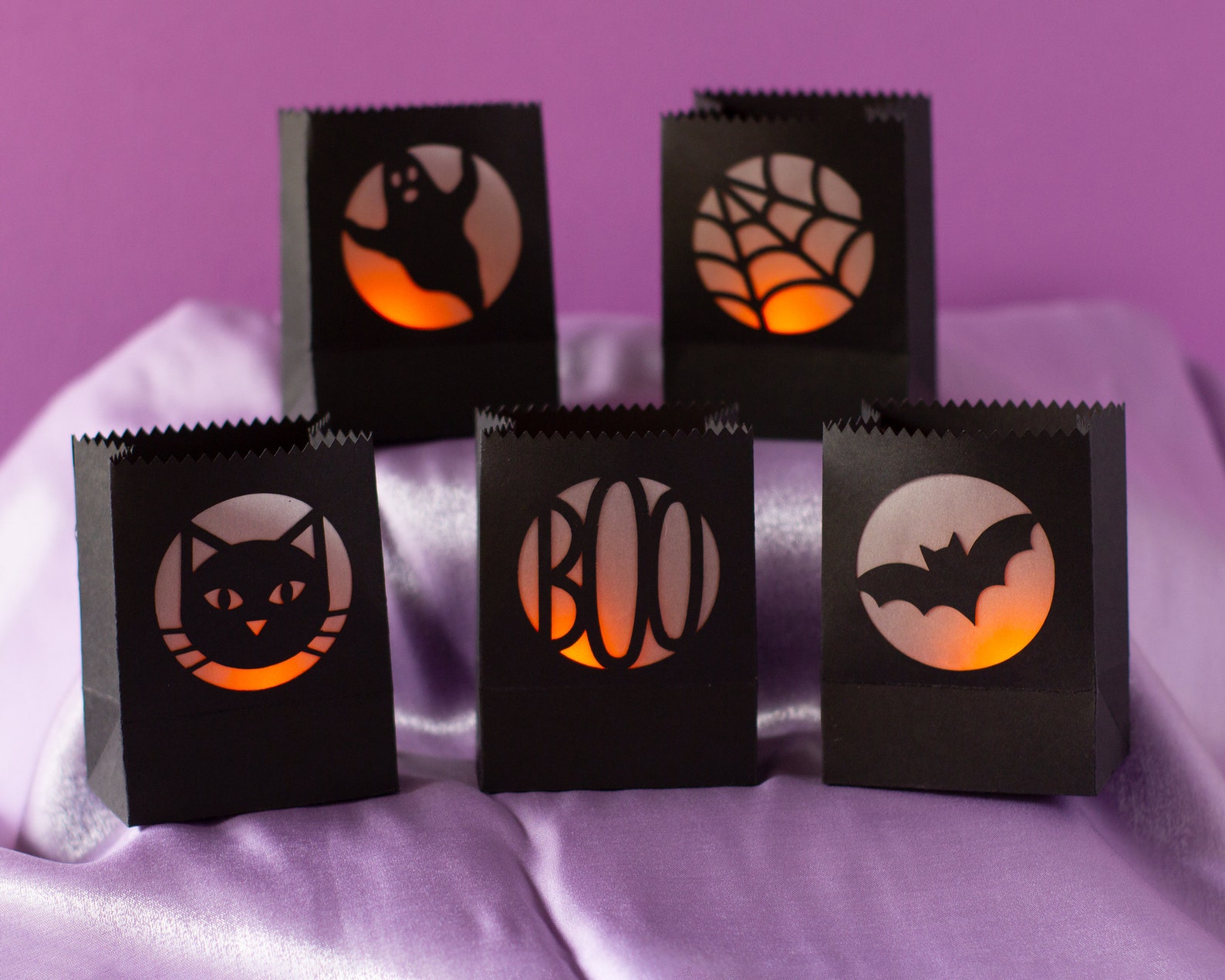 Tiny Halloween Luminary Bags SVG Cut File Set With 5 Luminary Designs ...