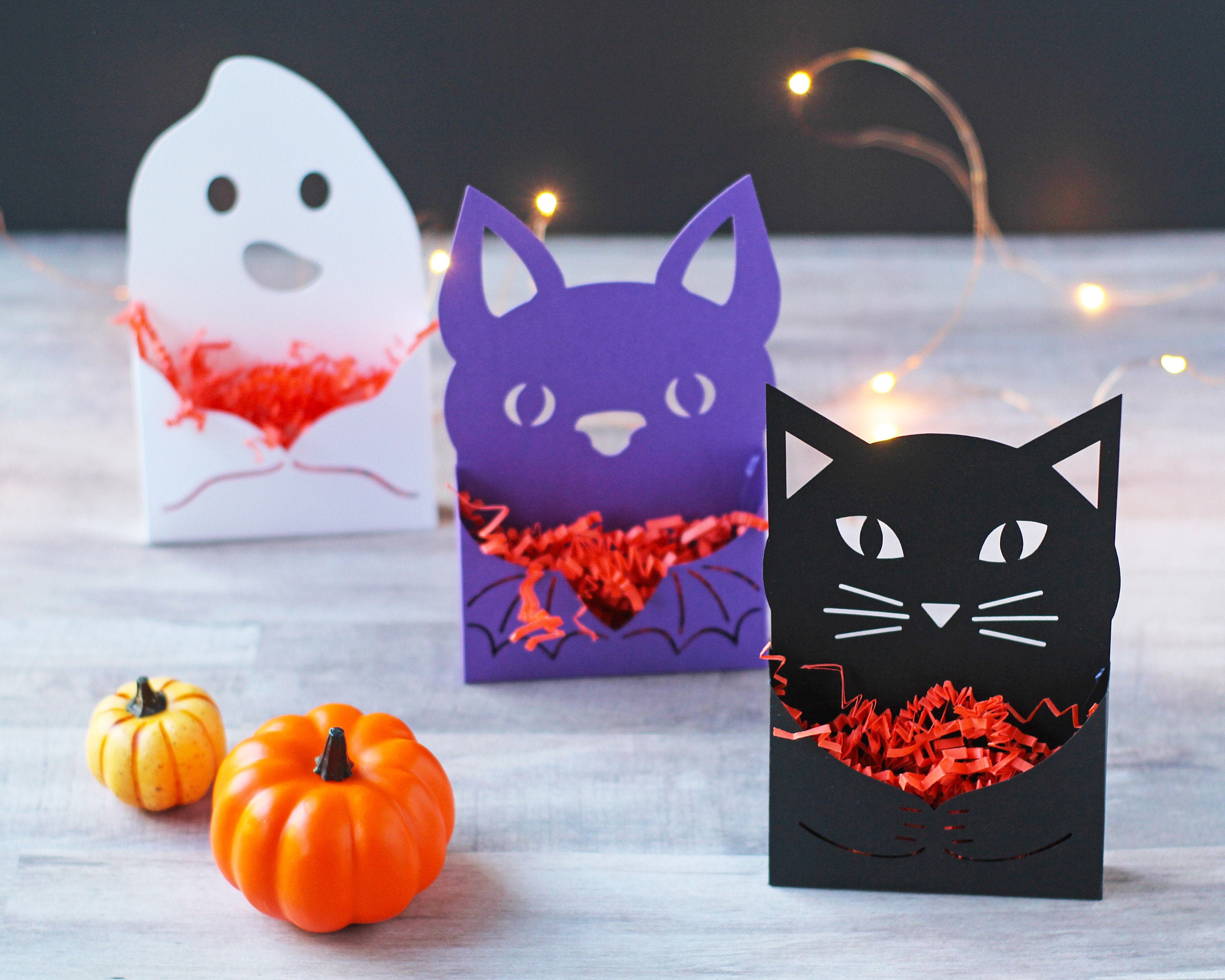 Set of 3 Halloween Pocket Card SVG Files: Black Cat, Ghost, and Bat ...