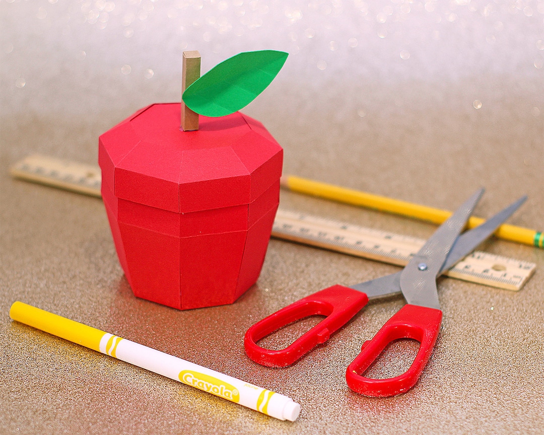 SVG File: Paper 3D Apple Gift Box Treat Box Gift Card Holder 3D SVG Cut ...