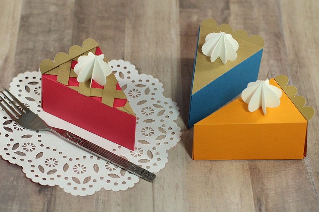 Bundle of 3 SVG Files: Three 3D Pie Slice Gift Box / Favor Box SVG Cut ...