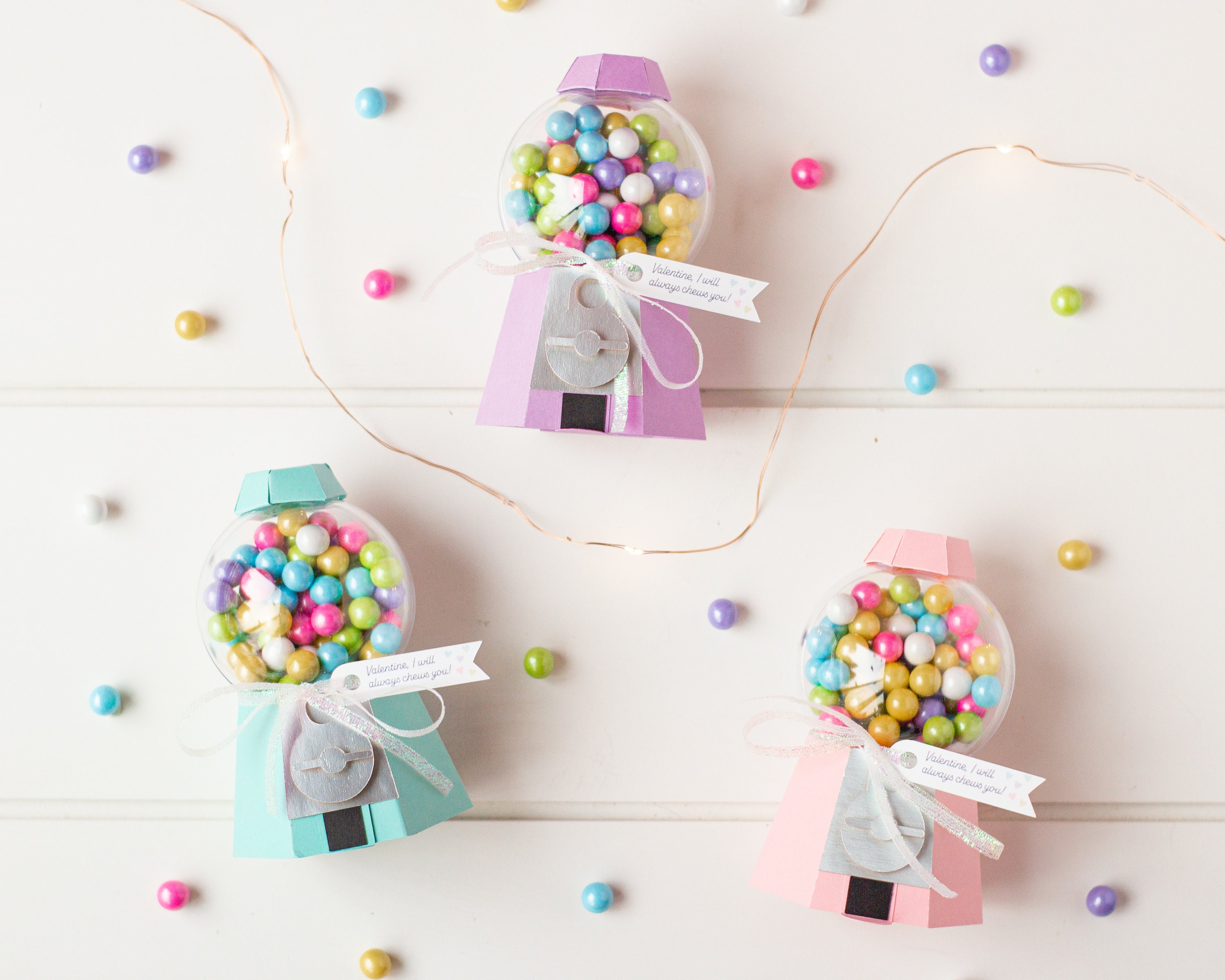 Mini 3D Gumball Machine SVG Cut Files + Valentine Tags Pdf, PNG for ...