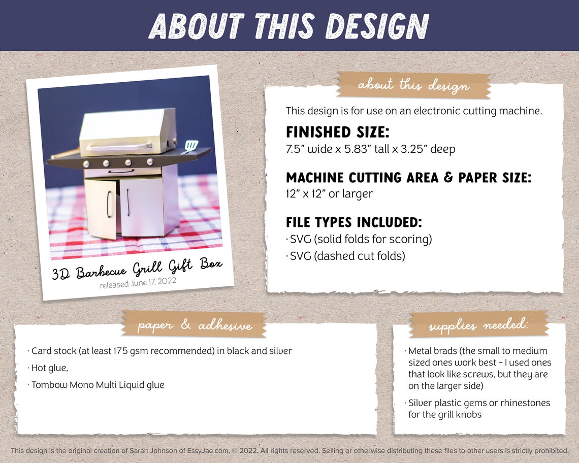 3D Grill Gift Box Barbecue Grill Gift Card Holder SVG Cut - Etsy