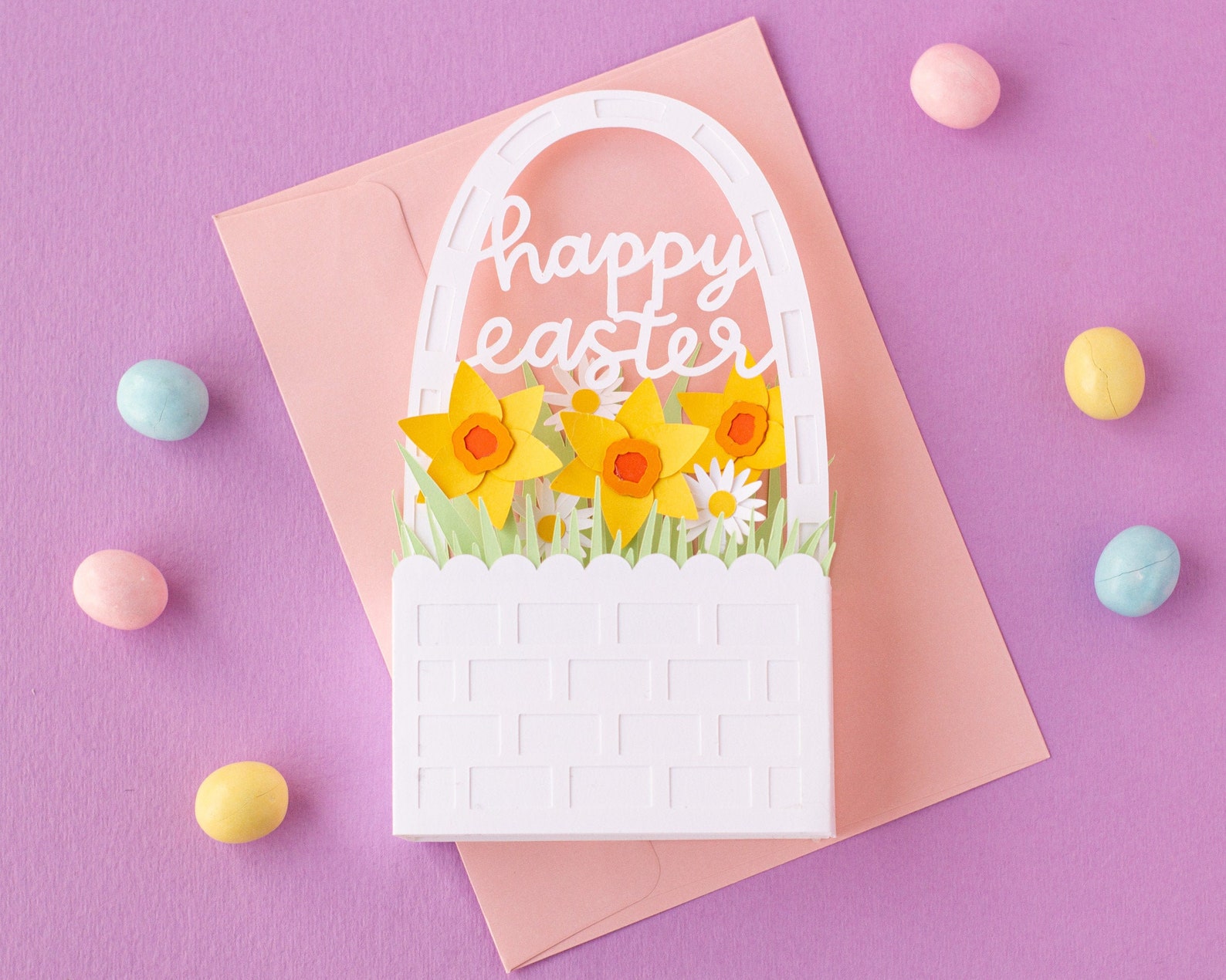 3D Easter Basket Box Card With Daffodils and Daisies folds - Etsy