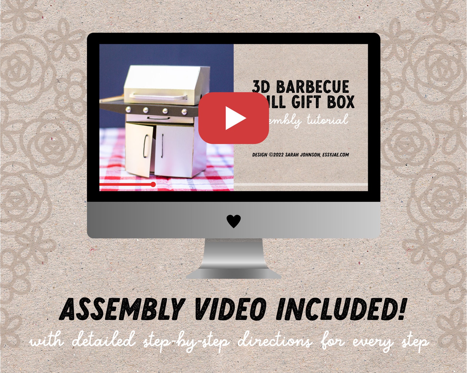 3D Grill Gift Box, Barbecue Grill Gift Card Holder SVG Cut File, 3D ...