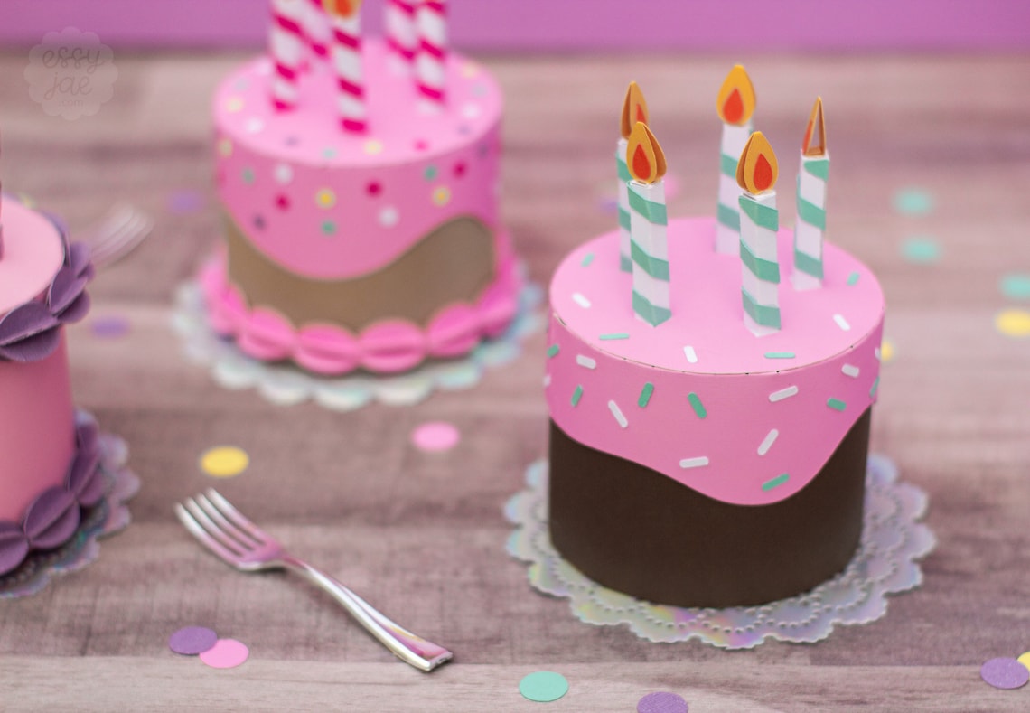 Bundle of 3D Birthday Cake Gift Box SVG Cut Files 3 Mix & | Etsy