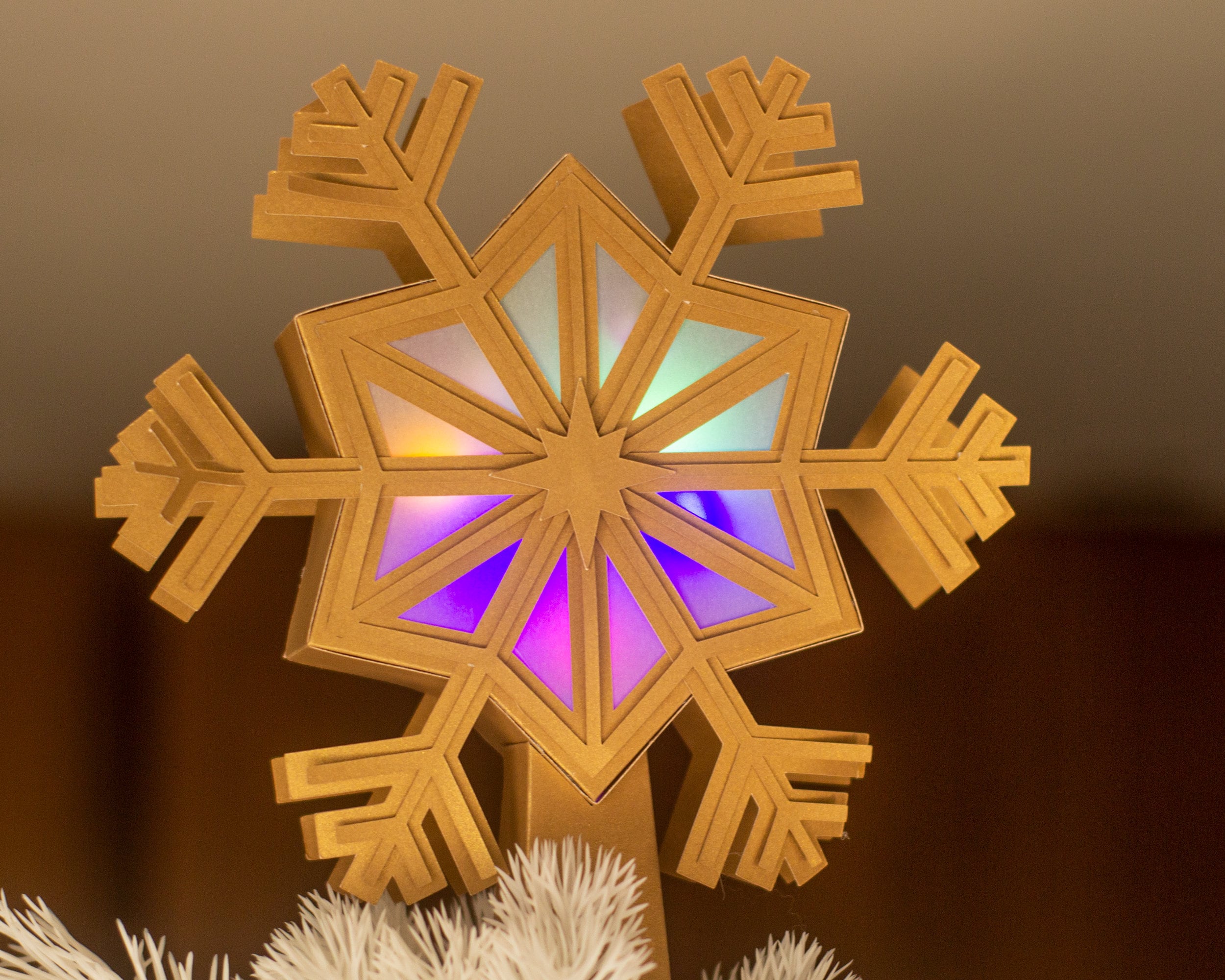 3D Snowflake Tree Topper SVG Cut File - Paper Christmas Tree Topper SVG ...