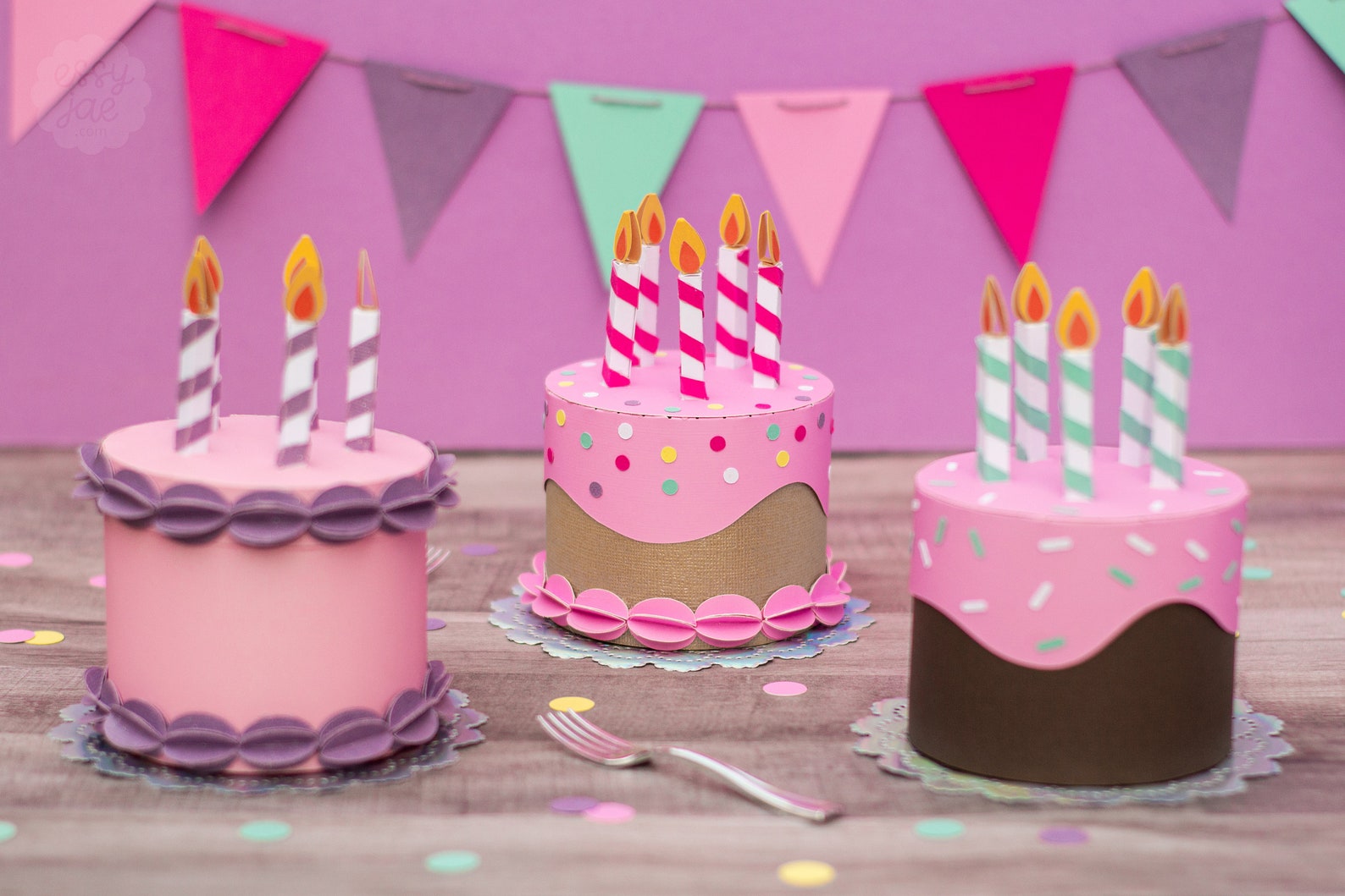 Bundle of 3D Birthday Cake Gift Box SVG Cut Files 3 Mix & | Etsy