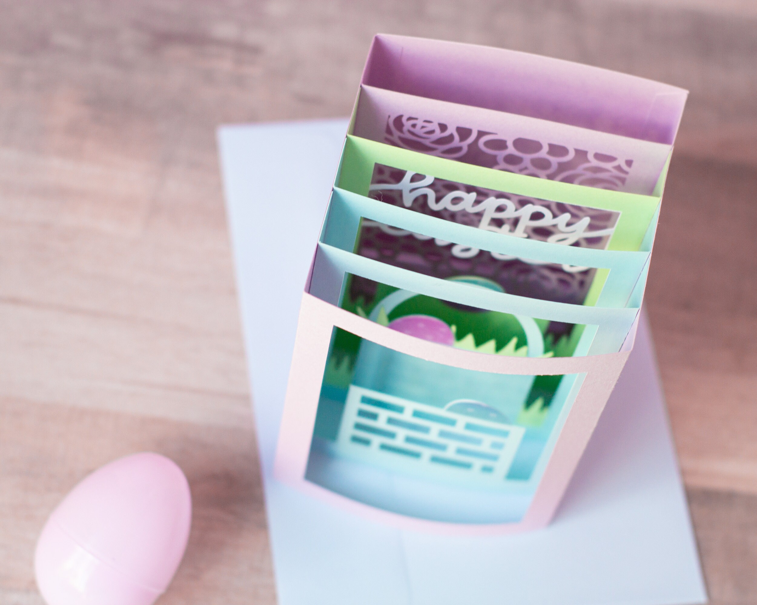 Easter Basket Shadowbox 3D Card SVG Cut File folds Flat - Etsy