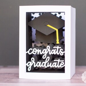 3D Congrats Graduate Shadowbox Card SVG Cut File (folds Flat) for High ...