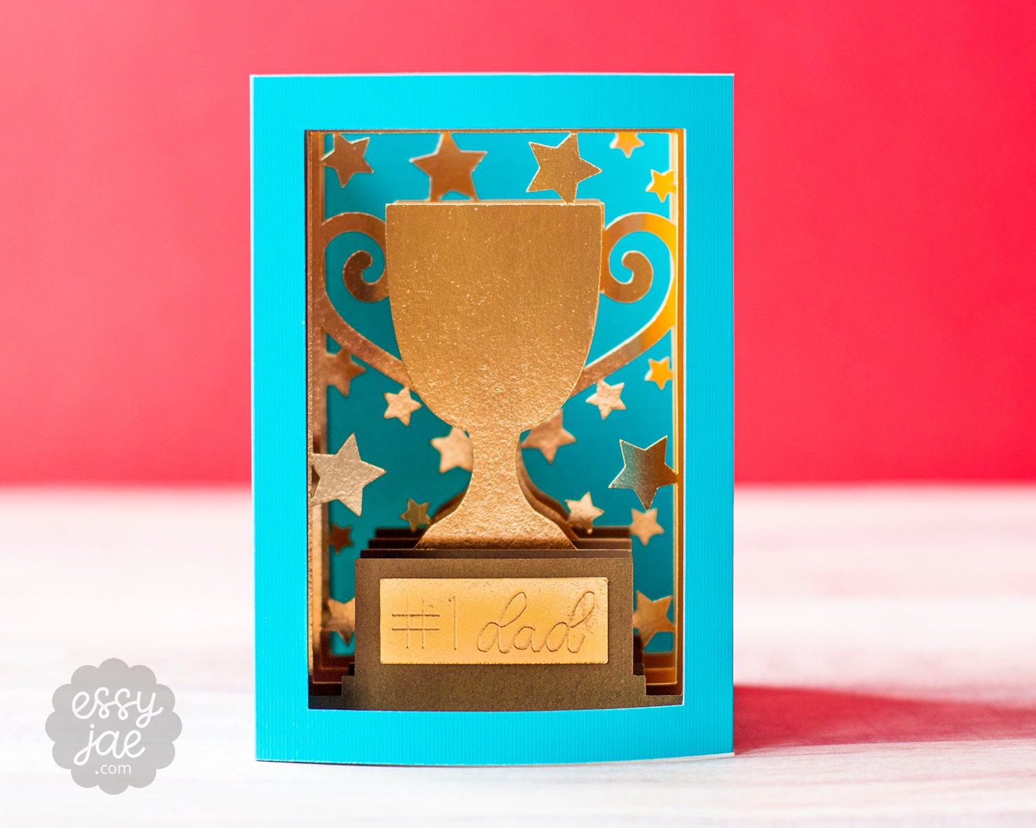 3D 1 DAD Trophy Shadowbox Card SVG Cut File Envelope Cut - Etsy