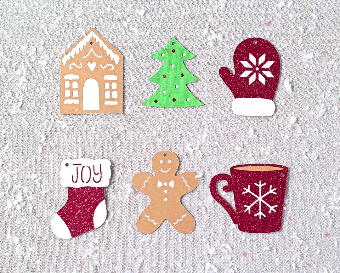 Set of 6 Christmas Gift Tags SVG File (layered Designs) Gingerbread Man ...