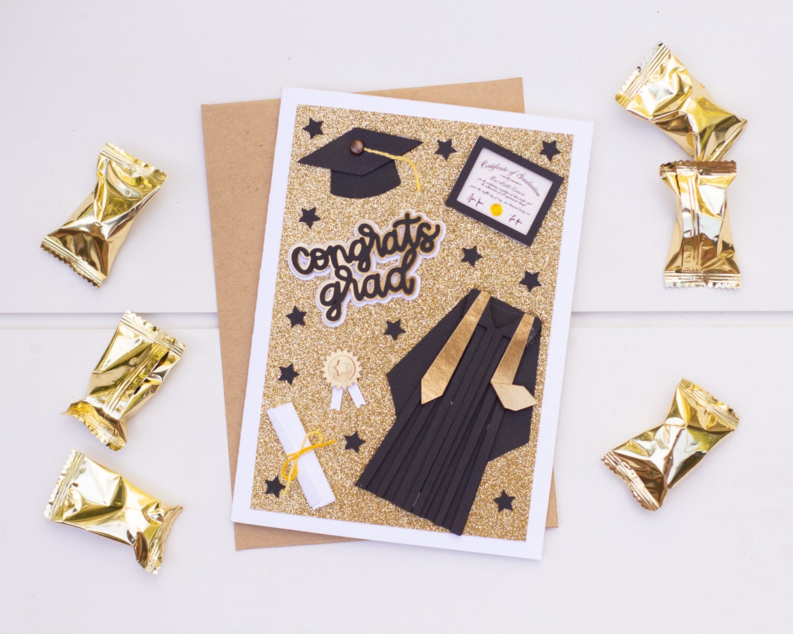 Graduation Card SVG Cut File Dimensional 5x7 Graduation Icon - Etsy