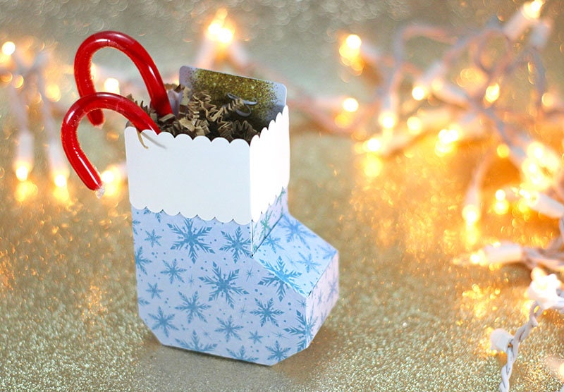 SVG File: 3D Paper Christmas Stocking Gift Box / Treat Box SVG Cut File ...