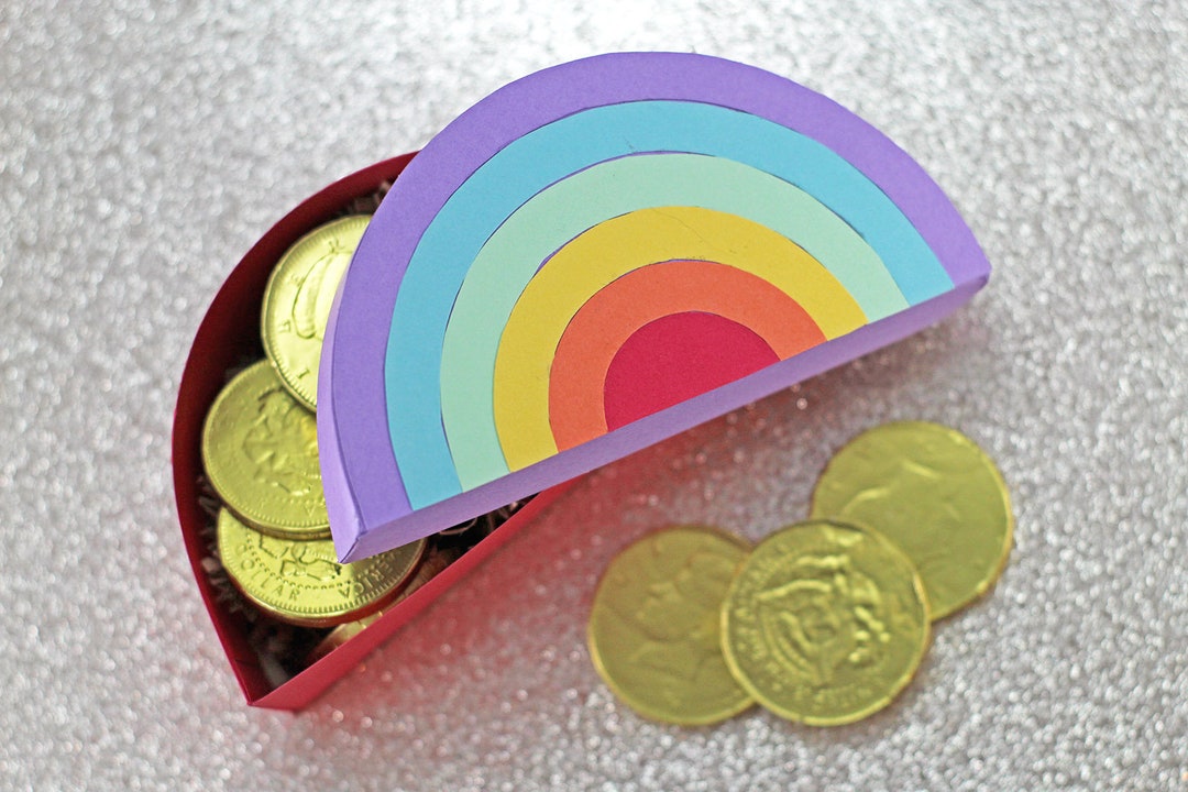 SVG File: 3D Rainbow Gift Box / Treat Box / Favor Box for St. Patrick's ...