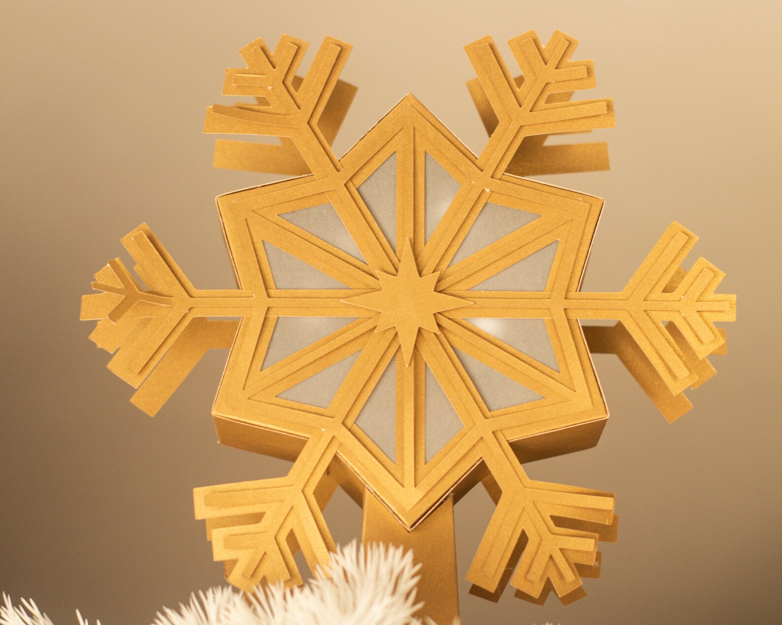 3D Snowflake Tree Topper SVG Cut File - Paper Christmas Tree Topper SVG ...