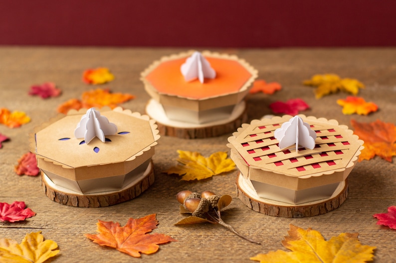 Mini 3D Pie Gift Box SVG Cut File Bundle of Pumpkin Pie, Lattice Pie ...