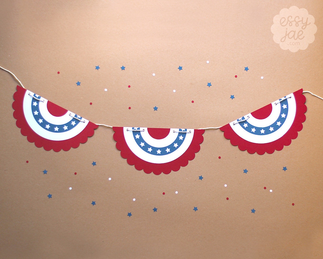 Mini Flag Bunting Banner SVG Cut File for 4th of July Independence Day ...