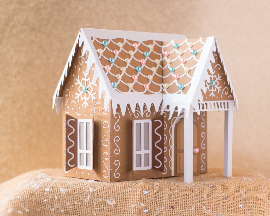 3D Gingerbread House SVG Cut File - 3D Paper Gingerbread House ...