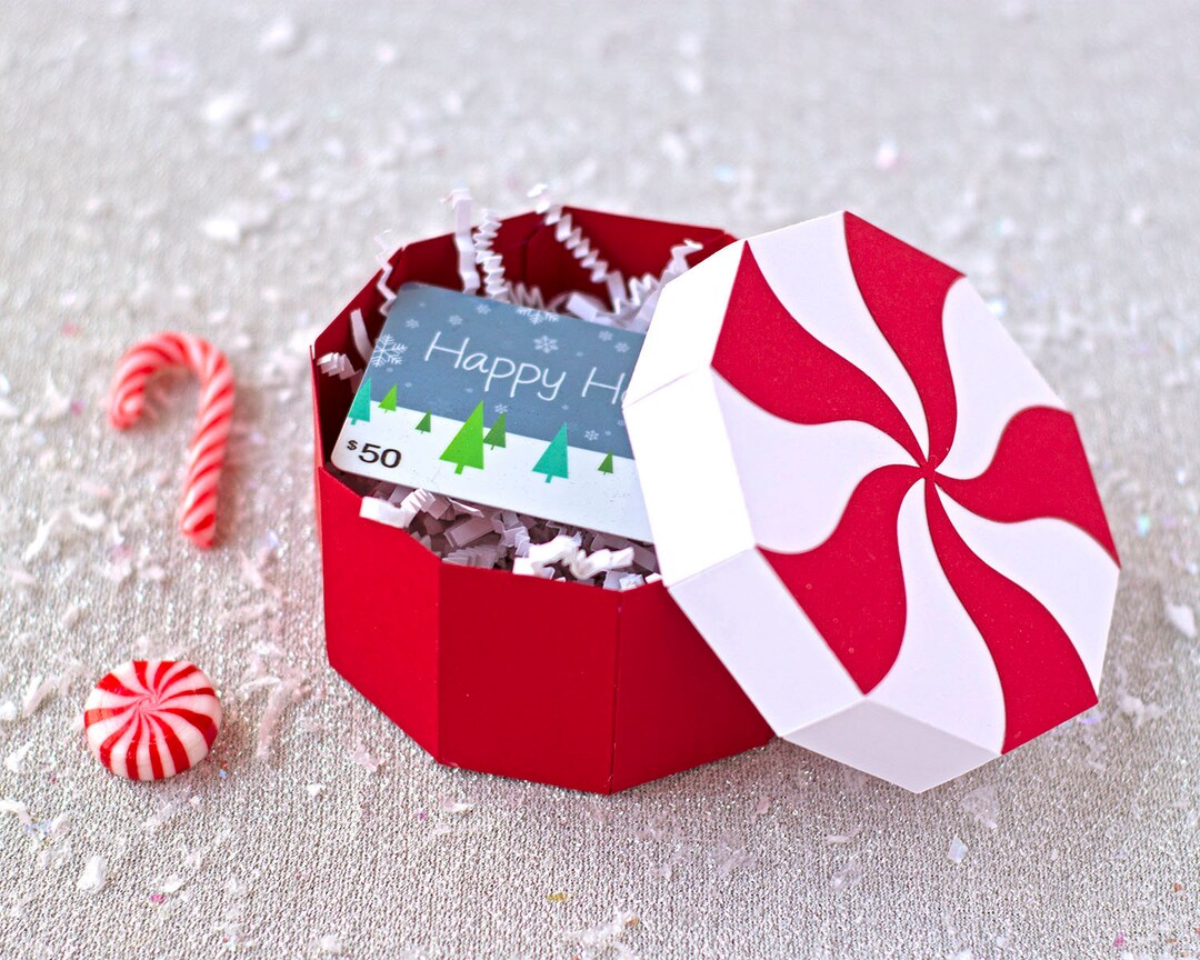3D Peppermint Candy Gift Box / Treat Box / Gift Card Holder SVG File ...