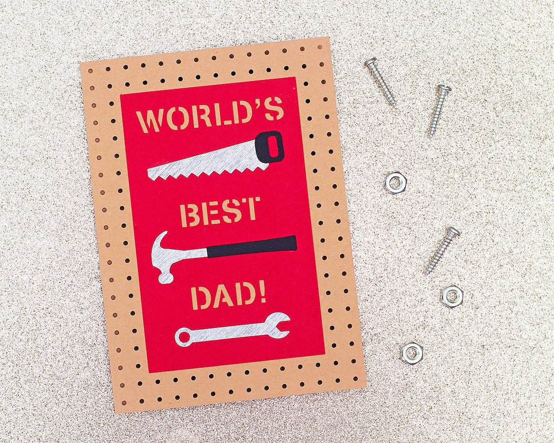 SVG File: Tool Father's Day Card With Pegboard Saw Hammer Wrench ...