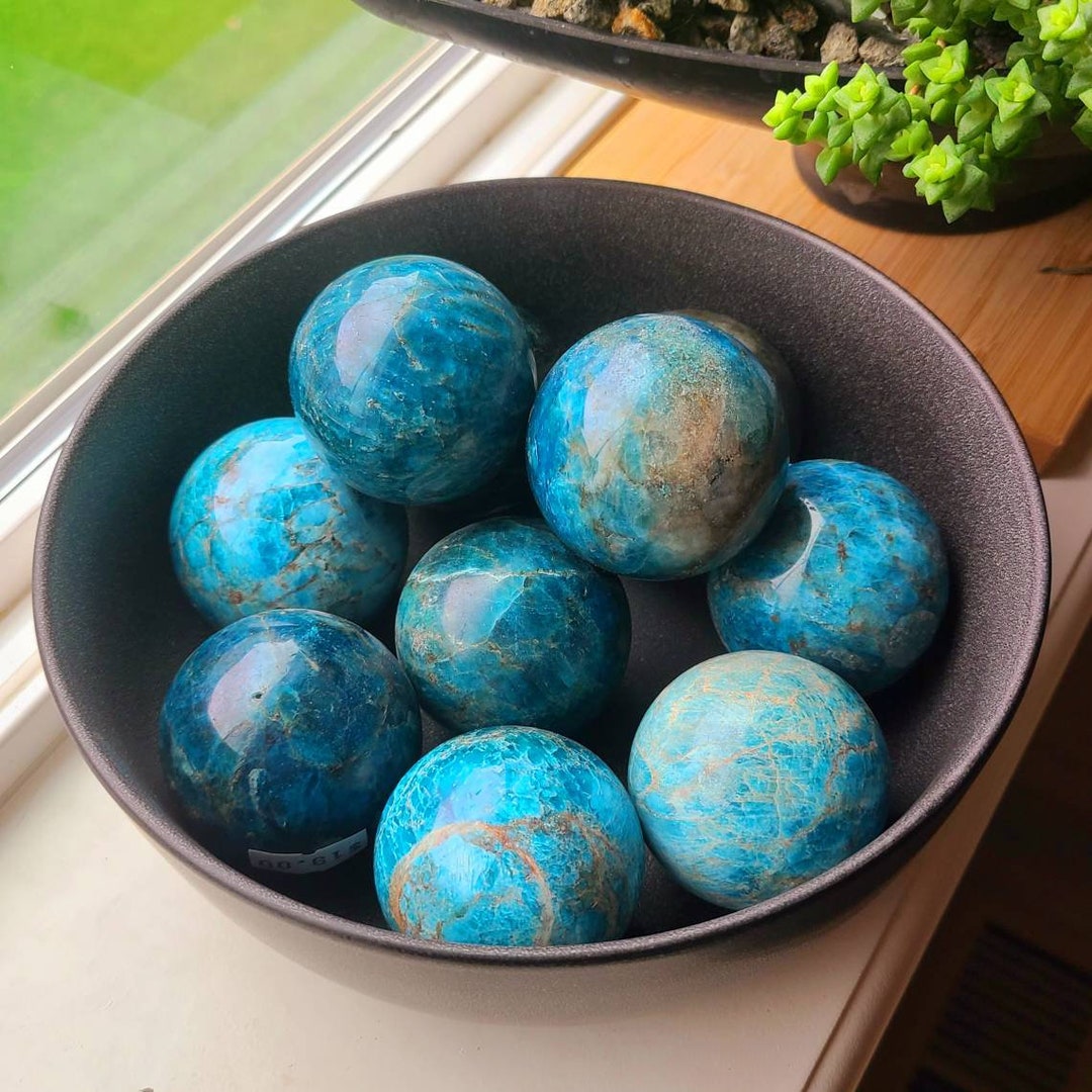 Blue Apatite Spheres 2 Inches Blue Motivational Crystal Ball Tumbled ...
