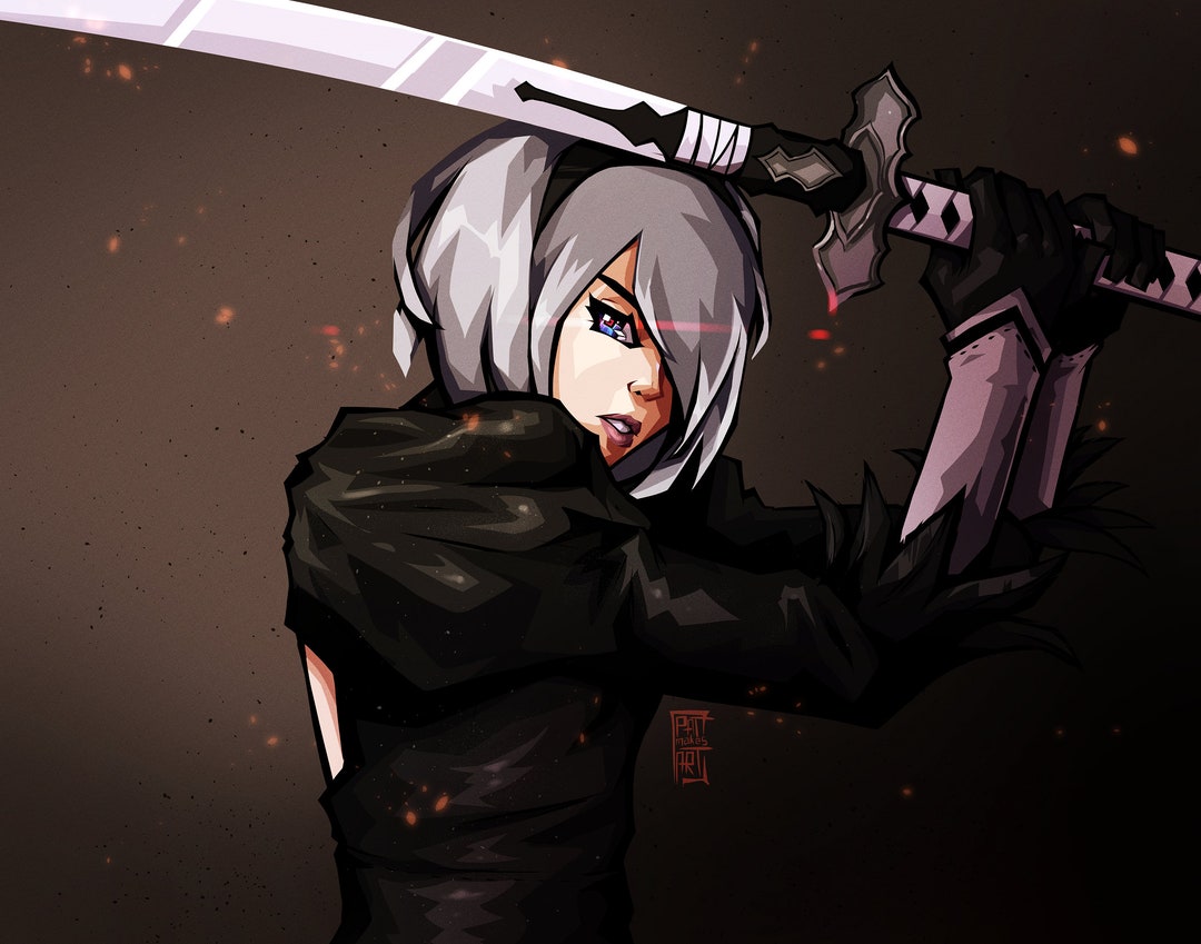 2B - Nier Automata - Red Eye - Illustration ART PRINT - Etsy