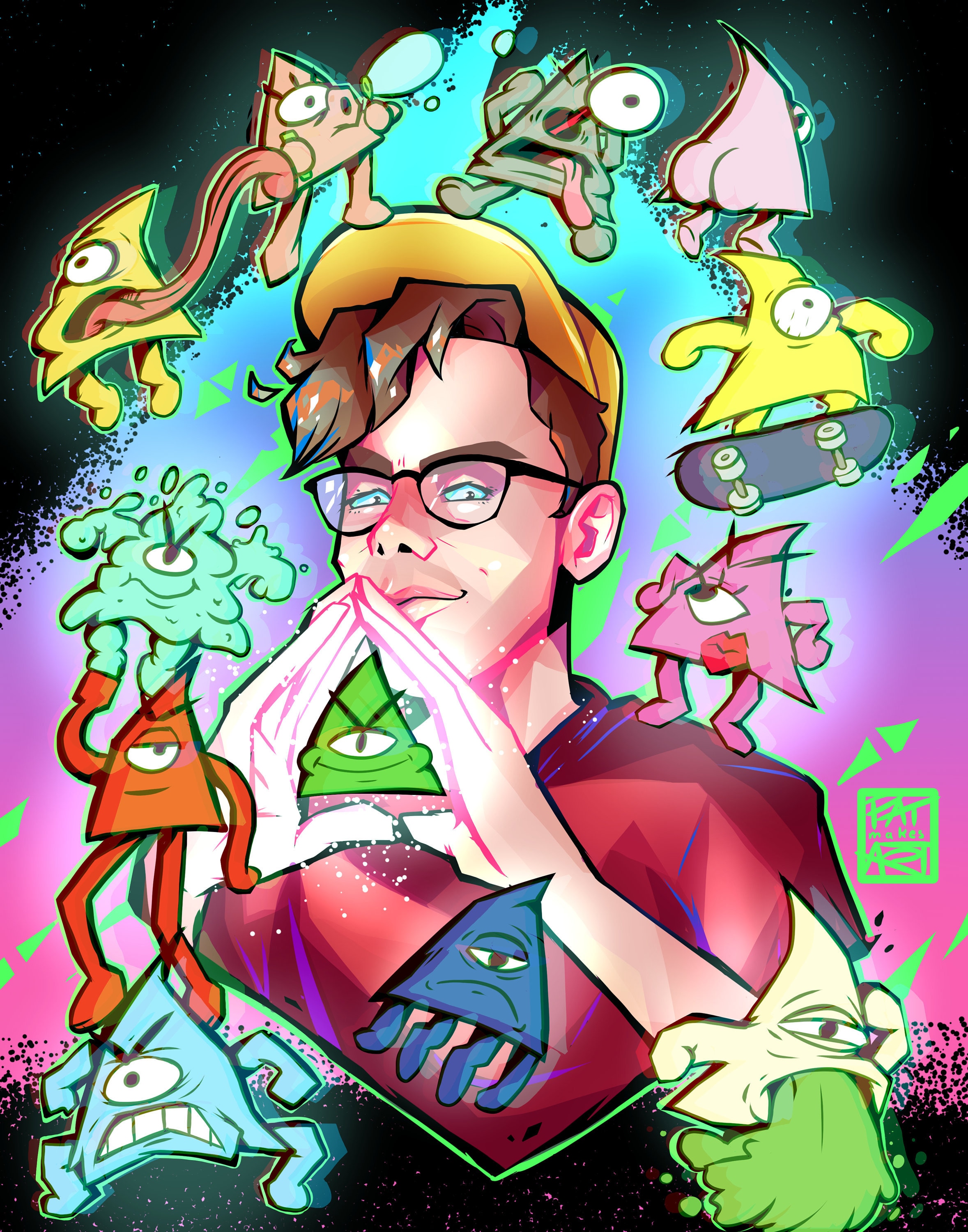 Matt Watson Jugador épico de Supermega Triangle Guys Illustration PRINT ...