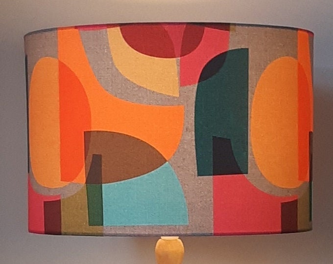 Multi-coloured/colored Lampshade Abstract Pink Grey Yellow | Etsy Australia