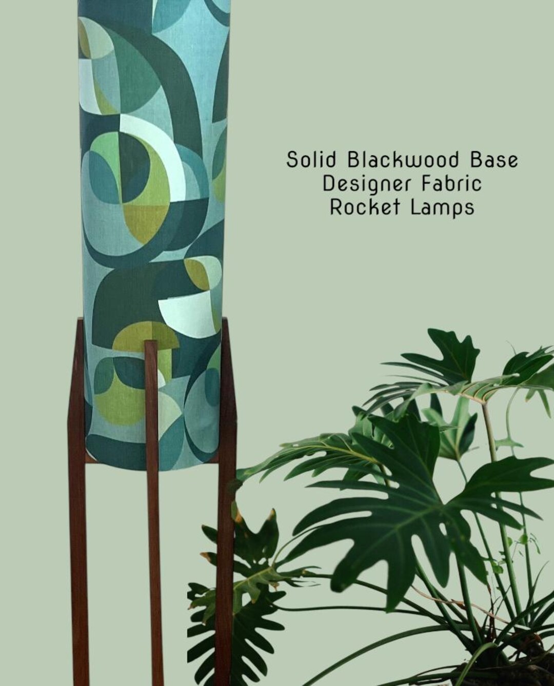 Mid Century Rocket Lamp | Solid Blackwood Base | Blue, Turquoise ...