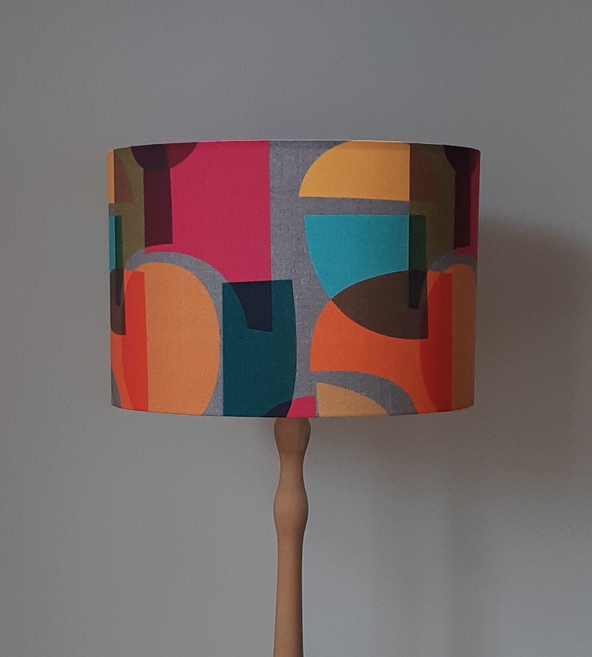 Multi-coloured/colored Lampshade Abstract Pink Grey Yellow - Etsy Australia