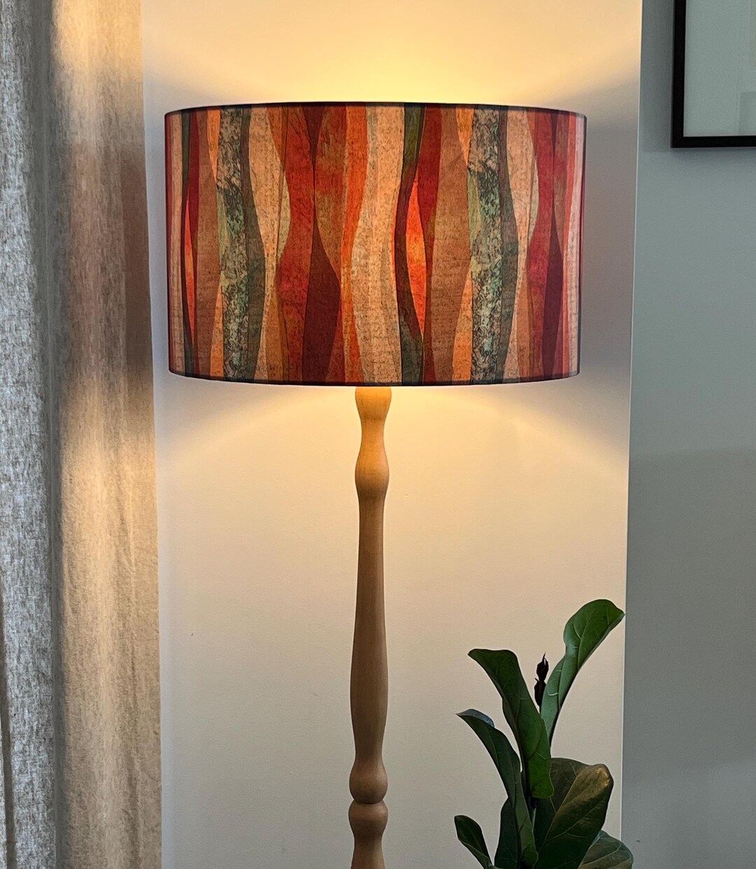 Taupe, Orange, Rust, Blues, Deep Red, Creams Lampshade| Mid Century ...