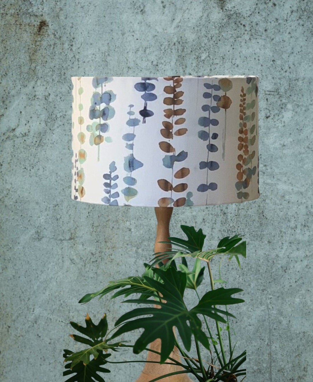 Abstract Watercolour Floral Blues, Turquoise, Brown Botanical Leaf ...