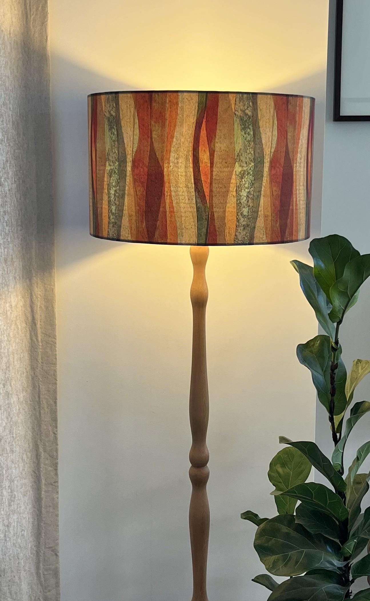 Taupe, Orange, Rust, Blues, Deep Red, Creams Lampshade| Mid Century ...
