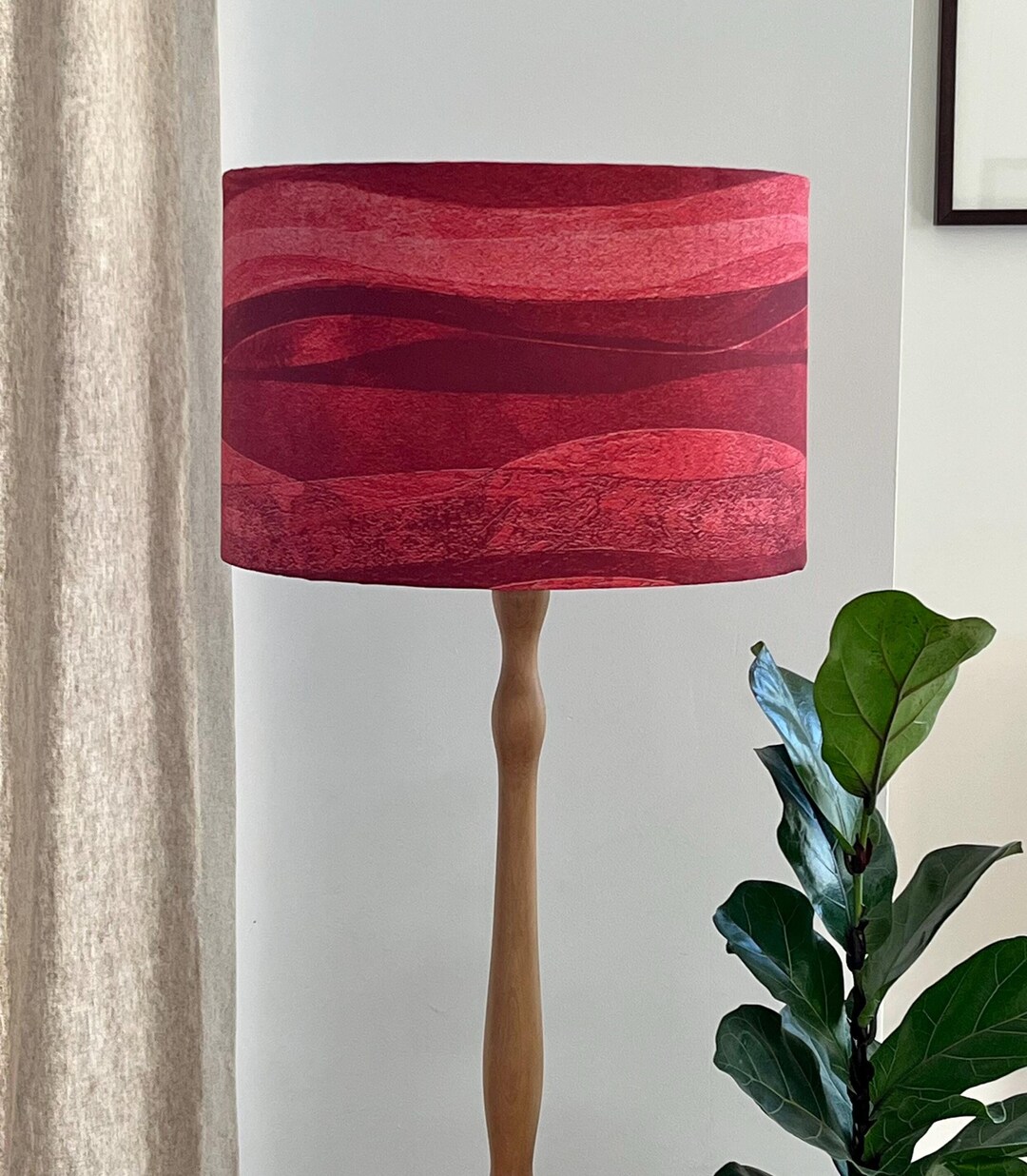 Shades of Red, Textured Wavy Lampshade Mid Century Large Lampshade ...