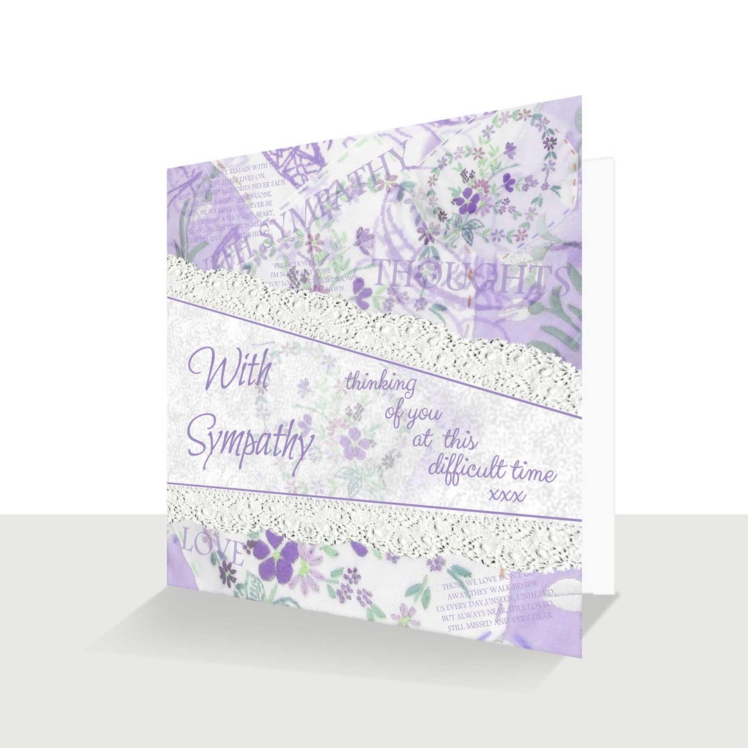 With Sympathy Card - Purple Floral Condolence Card - Thinking of You ...