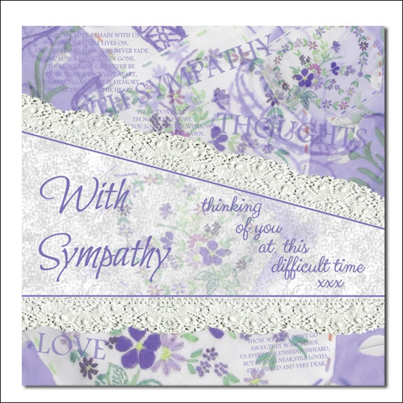 With Sympathy Card - Purple Floral Condolence Card - Thinking of You ...