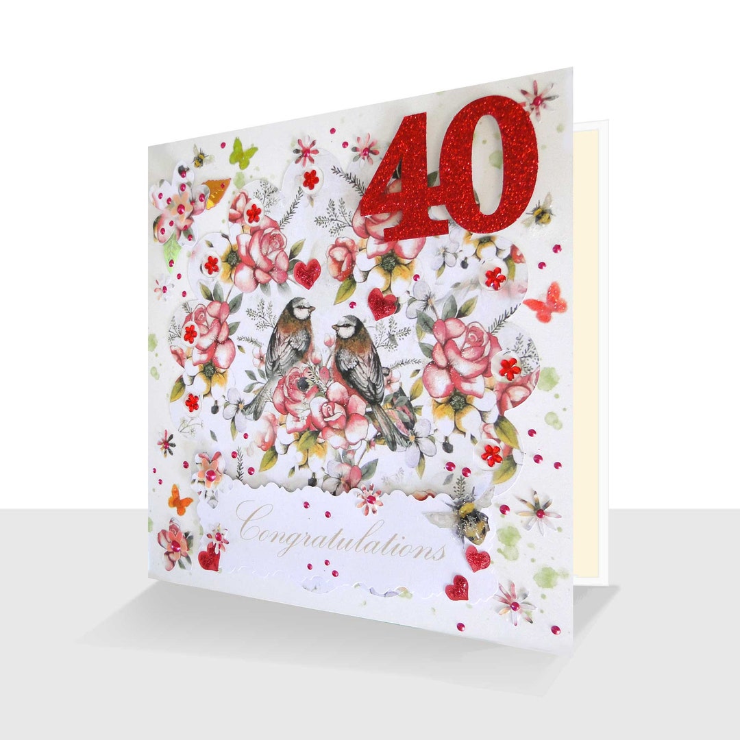 Ruby Wedding Anniversary Card: Luxury 40th Congratulations Card Forty ...