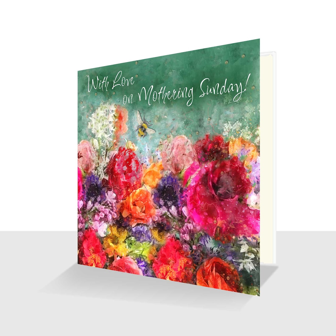 Deluxe Mothering Sunday Card With Love Bouquet of Flowers Embellished ...