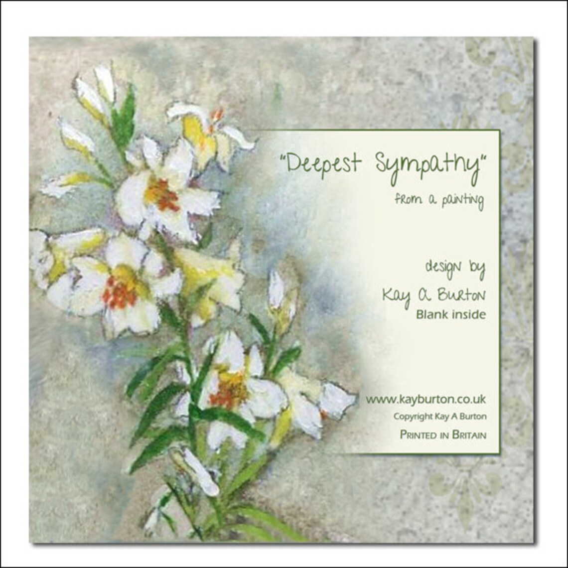 Condolence Card - With Deepest Sympathy Card - White Lilies - Painting ...