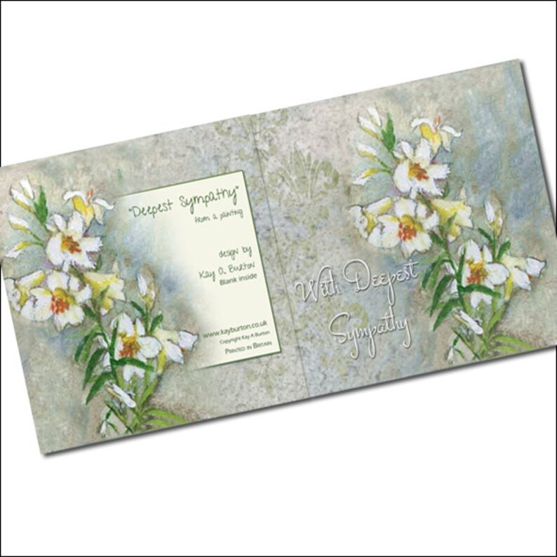 Condolence Card - With Deepest Sympathy Card - White Lilies - Painting ...