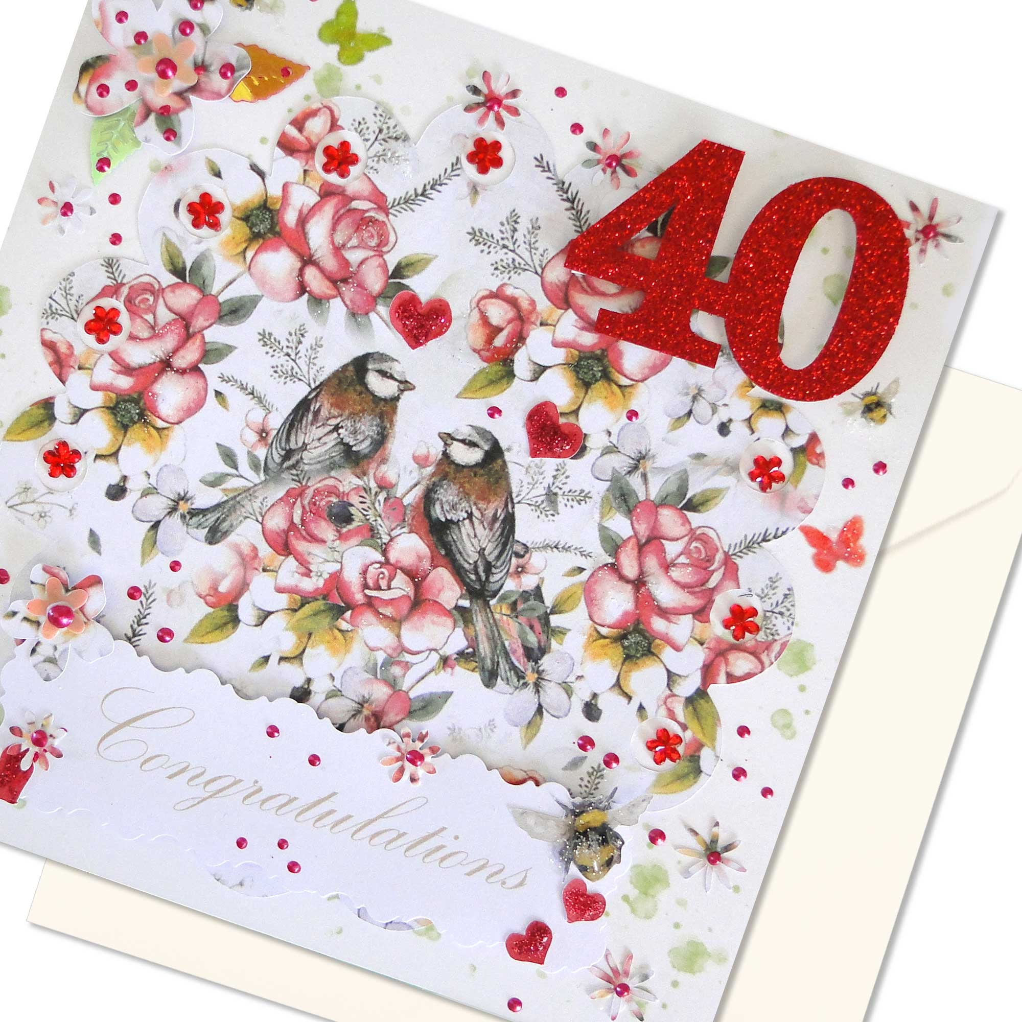 Ruby Wedding Anniversary Card: Luxury 40th Congratulations Card Forty ...