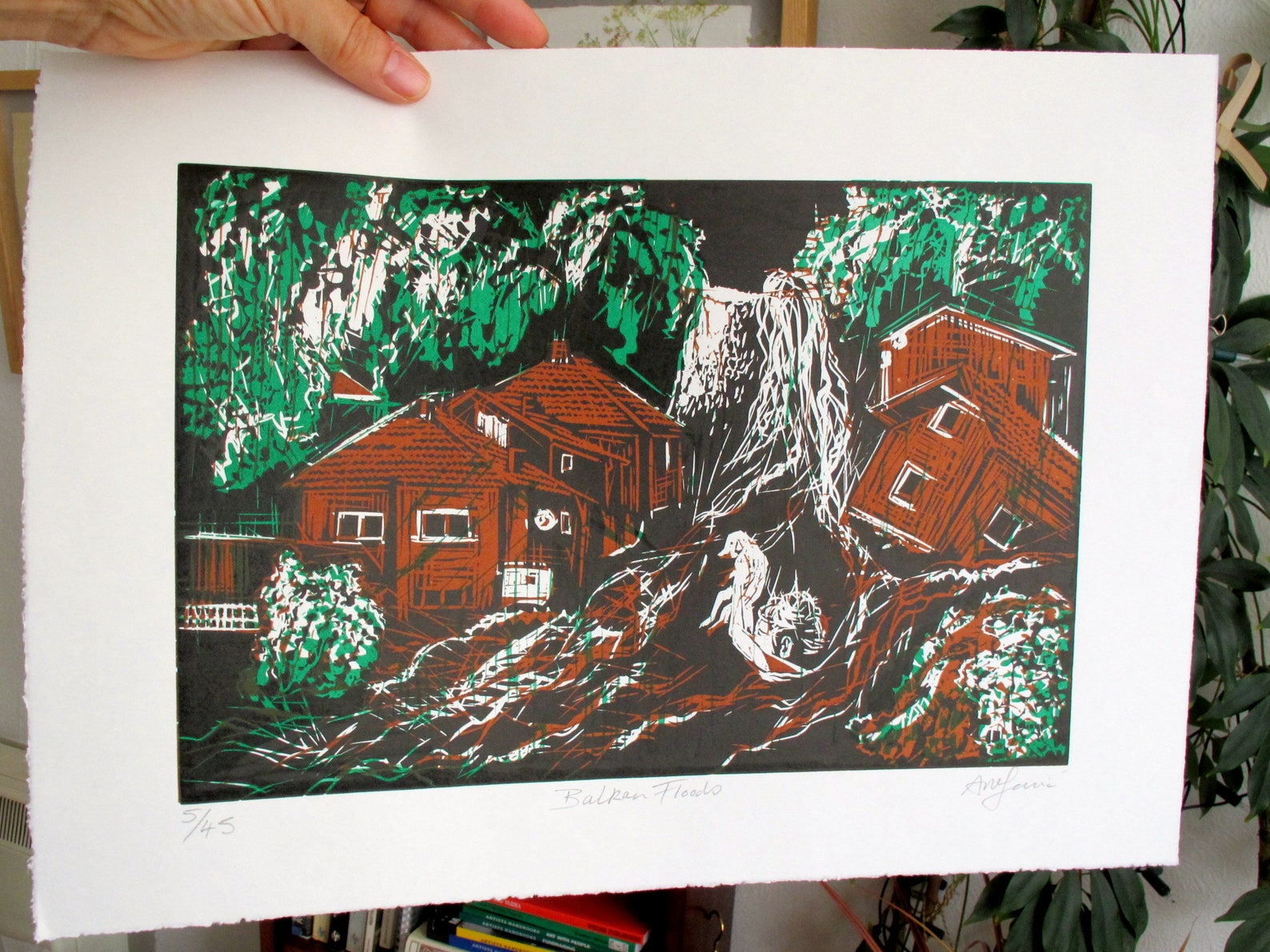 Balkan Floods, Serbia. Multi Block Lino Cut by Alison Savic - Etsy