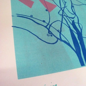 Abstract Screenprint in Turquoise, Pink and Blue by Robert Davies ...